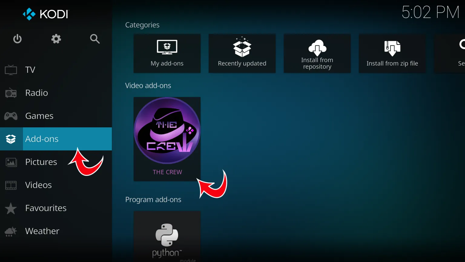 How to Install The Crew Add-on for Kodi - Techozu