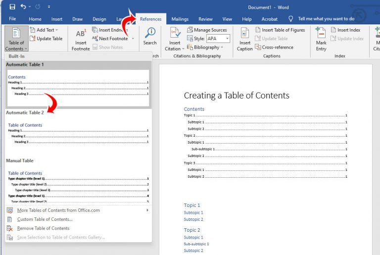 How to Create a Table of Contents in Word - Techozu